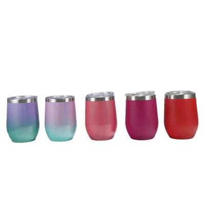 China 12 OZ Stainless Steel Wine Tumbler With Lid Wine Glass Tumbler Double Wall Vacuum Insulated Travel Tumbler Cup For Coffee Wine Cocktails for sale