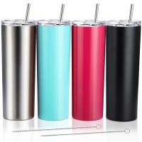 China Skinny Tumbler With Lid 20 Oz Stainless Steel Vacuum Insulated Double Wall Travel Coffee Water Tumblers Cup for sale