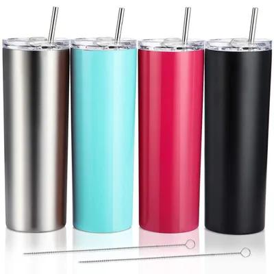 China Skinny Tumbler With Lid 20 Oz Stainless Steel Vacuum Insulated Double Wall Travel Coffee Water Tumblers Cup for sale