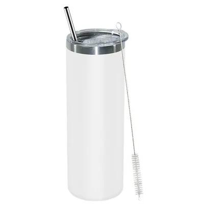 China 20oz Stainless Steel Double Wall Vacuum Insulated Tumblers With Lid And Straw For Hot Cold Drinks White for sale