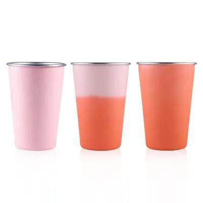 China Leak Proof Single Wall Stainless Steel Cup Color Changing Insulated Iced Coffee Tumbler With Straw Easy To Store For Family Dinner Or Outdoor Activities for sale