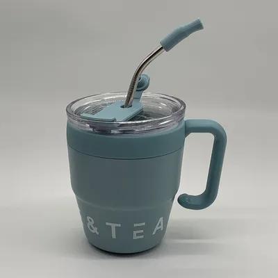 China Insulated Travel Mug 1Pcs 480ml Stainless Steel Coffee Cup With Straw Lid Thermos Mug For Hot Cold Drinks Water Tea Milk Office Outdoor Portable Bottle for sale
