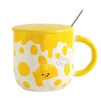 China Cute cheese cartoon ceramic cup couple student drinking cup creative flower mug office coffee cup for sale