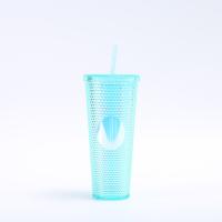 China Studded Tumbler With Straw | Double Wall Tumbler Perfect For Hot And Cold Drinks Iced Coffee Cup Smoothie Cup Reusable BPA Free for sale