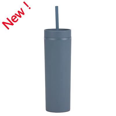 China Skinny Tumbler With Lids And Straws 16Oz Matte Deep Red Bulk Reusable Pastel Acrylic Double Wall Plastic Tumbler For Cold Hot Drinks Coffee DIY for sale