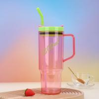 China Customized Logo 40 Oz Plastic Water Bottle With Handle Straw 1200ml  Large Capacity Plastic Reusable Water Bottles Safe With Sealed Double Wall for sale