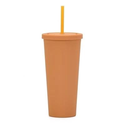 China 450ml 650ml 22oz Plastic Travel Tumbler With Straw And Lid 6 Vibrant Colors Reusable Plastic Coffee Tumbler Eco Friendly Customized Acceptable for sale