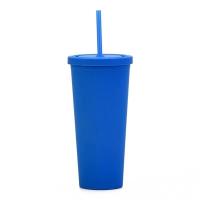 China Customization Lightweight Insulated Plastic Tumblers Double Wall Sports Reusable Plastic Iced Coffee Cups With Straw 17*10.2cm/28.2*10.5cm for sale