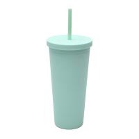 China Wide Mouth Single Wall 24 Ounce Plastic Tumblers Clear Custom Plastic Tumbler Cups Bulk With Straw And Lid Standard Size Cupholder Friendly for sale