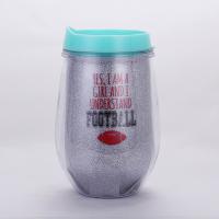 China 300ml Double-layer Egg-shaped Plastic Cup With U-shaped Straw Comes With Straw For PET Glitter for sale