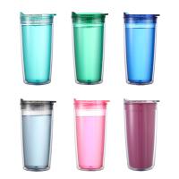 China Renewable Push Plate Cup RPS Fresh And Light Lemonade Double-layer Fruit Tea Cup 530ML GRS Certified for sale