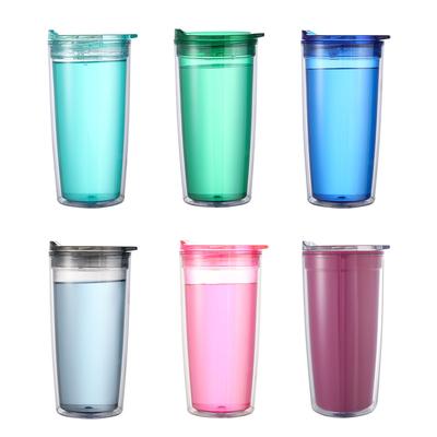China Renewable Push Plate Cup RPS Fresh And Light Lemonade Double-layer Fruit Tea Cup 530ML GRS Certified for sale