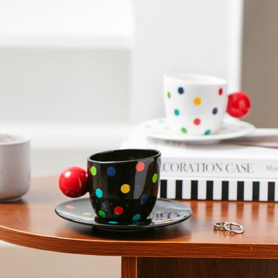 China Creative Ceramic Cups And Plates Colorful Polka Dot Coffee Cups High Appearance Level Office Cups Couple's Home Drinking Cups Mugs for sale