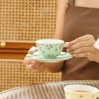 China 165ml European-style Flower Coffee Mug With Spoon And Plate for sale