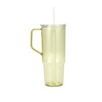 China Customizable 40oz Single-layer Handle Cup Large-capacity Straw Portable Plastic Cup For Outdoor for sale