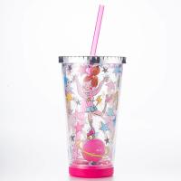 China Anti-leak DIY Sticker Straw Cup Portable And Convenient Drinking Cup High Appearance  Student Plastic Cup for sale