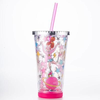China Anti-leak DIY Sticker Straw Cup Portable And Convenient Drinking Cup High Appearance  Student Plastic Cup for sale