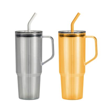 China Customizable 40oz Single-layer Handle Cup Large-capacity Straw Cup Portable Plastic Tumbler For Outdoor And Travel for sale