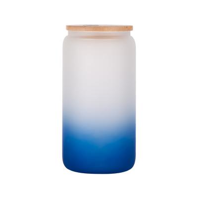 China Sublimation Glass Cans Blanks Frosted 18 OZ With Bamboo Lid And Clear Glass Straw Beer Cans Wide Mouth Jar Tumbler Cups Mugs For Iced Coffee Juice Soda Drinks Beer for sale