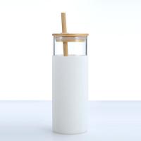 China Safety Durable 500ml 600ml Bpa Free Glass Water Bottle With Bamboo Lid Borosilicate Glass Tumbler Multiple Color Ideal For Home School Office for sale