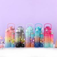 China 3 PCS Water Bottles With Straw 10oz 32oz 64oz Motivational Sport Water Bottles With Time Maker Leakproof Half Gallon 2L Water Jugs for sale
