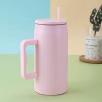 China Cross-border 50oz Giant Straw Cup, 304 Stainless Steel Vacuum Insulated Cup, Large-capacity Portable Handle Car Cup for sale