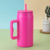 China Cross-border 50oz Giant Straw Cup, 304 Stainless Steel Vacuum Insulated Cup, Large-capacity Portable Handle Car Cup for sale