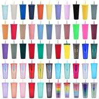 China 710ml Large Capacity Double-layer Plastic Straw Cup Factory Direct Supply Creative Portable Durian Prickly Diamond Style for sale