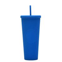 China 710ml Large Capacity Double-layer Plastic Straw Cup Factory Direct Supply Creative Portable Durian Prickly Diamond Style for sale