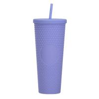 China 710ml Large Capacity Double-layer Plastic Straw Cup Factory Direct Supply Creative Portable Durian Prickly Diamond Style for sale