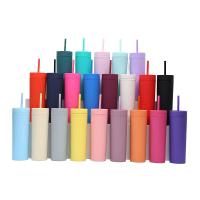 China The Manufacturer's New Cross-border Modern And Simple Frosted Double-layer Plastic Cup Is A Universal And Portable 16OZ Straight Cup for sale