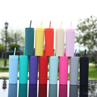 China The Manufacturer's New Cross-border Modern And Simple Frosted Double-layer Plastic Cup Is A Universal And Portable 16OZ Straight Cup for sale