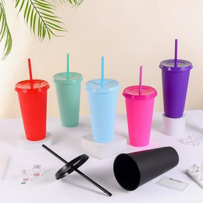 China New Export Straw Cups Large-capacity Frosted Texture Drinking Cups Tea Bar And Catering Supply Portable Cups Factory Wholesale for sale