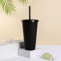 China New Export Straw Cups Large-capacity Frosted Texture Drinking Cups Tea Bar And Catering Supply Portable Cups Factory Wholesale for sale