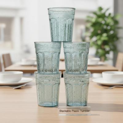 China Stackable Plastic Tumbler BPA Free Double Wall Durable Lightweight Drinkware Ideal for Restaurants Cafes and Event Venues for sale