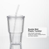 China Double Wall Plastic Tumbler Clear Stylish Lightweight Perfect for Outdoor Parties Picnics and Daily Hydration for sale