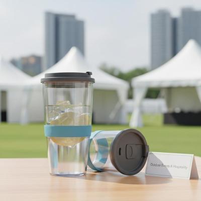 China 15 Oz Plastic Tumbler Cylinder Featuring Slide Closure Lid Suitable for Outdoor Events Conferences and Hospitality Industry for sale