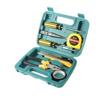 China Small Homeowner Tool Set 9 Pieces General Household Small Hand Tool Kit with Plastic Tool Box Storage Case for sale