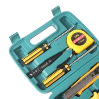 China Small Homeowner Tool Set 9 Pieces General Household Small Hand Tool Kit with Plastic Tool Box Storage Case for sale