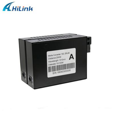China 20KM SC Fiber Media Converter 2x10/100M Tx To 1x 100M Fx Single Mode Single Fiber for sale