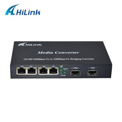 China 10/100/1000BASE Brisging Converter 4-Port 10/100/1000M UTP Ports 2-Port SFP Slot TX for sale
