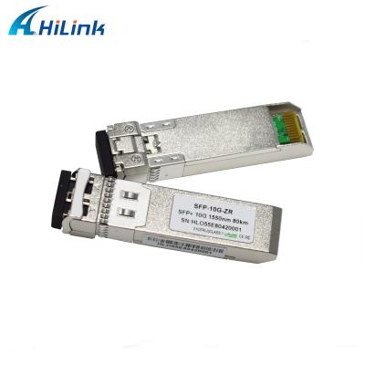 China Hot Pluggable 10G SFP+ Transceiver SMF 80KM ZR 1550nm SFP Ethernet Module for sale