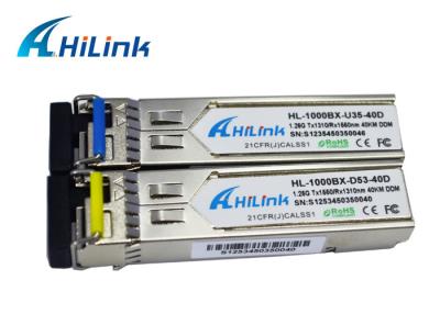 China WDM 1310nm / 1550nm SFP Transceiver Module 40KM PIN Receiver Hilink Brand for sale