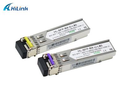 China 1000BASE 1.25G Ethernet Gigabit BIDI SFP+ Transceiver Module TX1490 / RX1550nm 80KM for sale