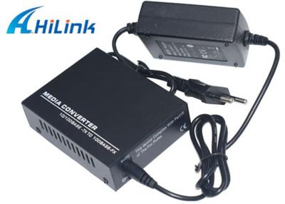 China Optic Fiber 10M 100M 20KM Media Converter Single Mode AC220V External Power for sale