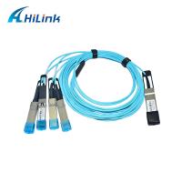 China Certified 100G QSFP28 to 4xSFP28 AOC OM3 Breakout Active Optical Cable with 1-5m Cable Length and CE RoHS Certification for sale