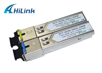 China WDM 1.25G Fiber Optic SFP Module 20KM LC/SC Connector Mikrotik Compatible for sale