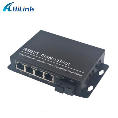 China Hilink Gigabit Ethernet Fiber Optical Media Converter  1 Fiber Port & 4 x 10/100/1000Base TX Converter for sale