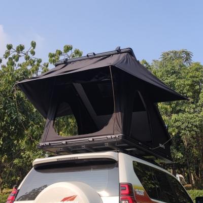 China Weather Proof Triangle Rooftop Tent 320G Polyester Cotton Aluminum Roof Top Tent for sale