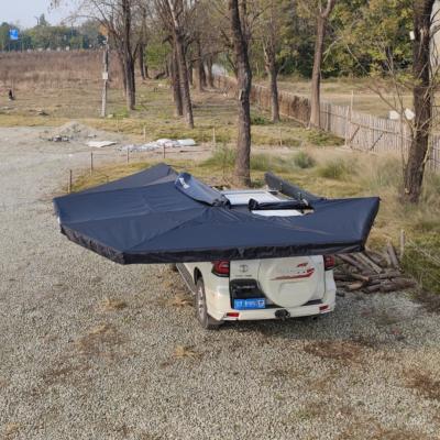 China Large Space Black 270 Degree Batwing Awning With LED Light 600D Oxford Cloth for sale